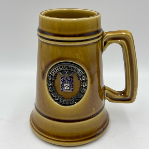 Dining | Vtg Fort Leavenworth Cgsc Military Gold Ceramic Beer Stein Mug ...